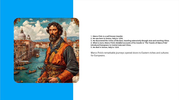 [Презентация] 1. Marco Polo is a well-known traveler. 2. He was born in ...