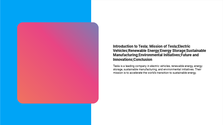 [Презентация] Introduction to Tesla; Mission of Tesla;Electric Vehicles ...